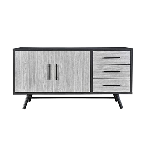 Christopher Knight Home Sylvia Modern Industrial 2 Door Sideboard, Sonoma Oak+ Gray Oak+ Black