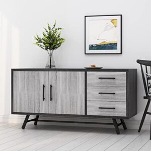 Christopher Knight Home Sylvia Modern Industrial 2 Door Sideboard, Sonoma Oak+ Gray Oak+ Black