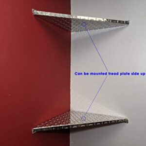 c2M 17” Heavy Duty Floating Corner Shelf, Set of 2 | Easy to Install + Heavy Duty Aluminum Diamond Plate Design with 50 Pound Weight Limit | 2-Sided Mounting Option + Made in The USA