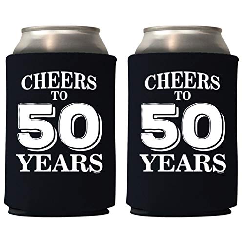 Veracco Cheers To 50 Years Fifth Birthday Gift Fifty and Fabulous Party Favors Decorations Can Coolie Holder (Black, 6)