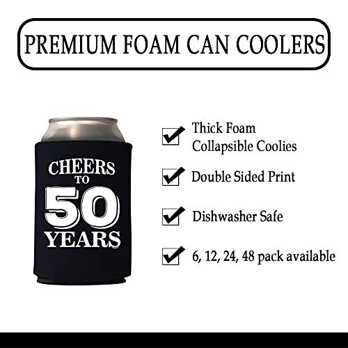 Veracco Cheers To 50 Years Fifth Birthday Gift Fifty and Fabulous Party Favors Decorations Can Coolie Holder (Black, 6)