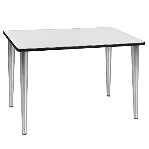 Regency Kahlo Tapered Leg Rectangular Multipurpose Table, 48" x 24", White/Chrome