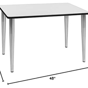 Regency Kahlo Tapered Leg Rectangular Multipurpose Table, 48" x 24", White/Chrome