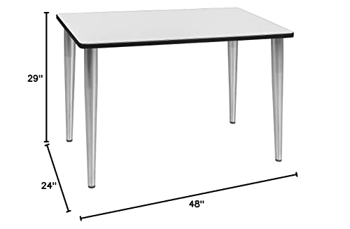 Regency Kahlo Tapered Leg Rectangular Multipurpose Table, 48" x 24", White/Chrome