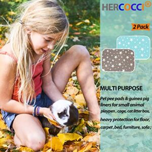 HERCOCCI 2 Pack Guinea Pig Cage Liners, Super Absorbent – Reusable & Washable Guinea Pig Pee Pads Bedding for Hamsters Rabbits Chinchilla Gerbil Hedgehog Rat and Other Small Animal 27’’ x 19’’