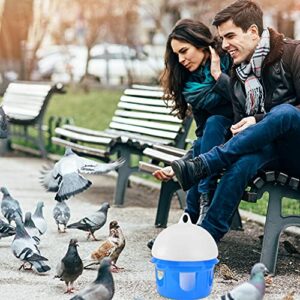 TEHAUX Pigeon Feeder - Large Capacity Automatic Bird Pigeon Feeder Water Dispenser Waterer for Pet Bird Pigeon Parrots Cage Accessories (6.5L White and Blue)