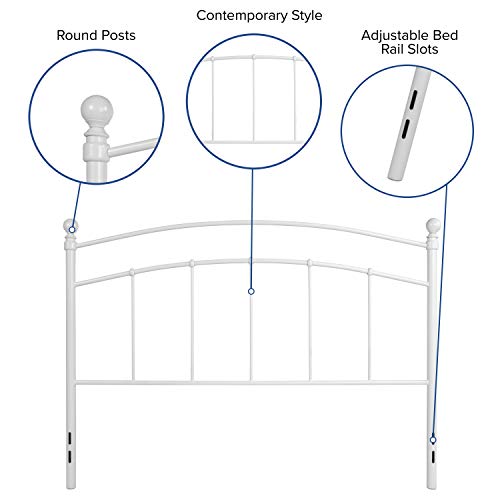 BizChair Decorative White Metal Queen Size Headboard