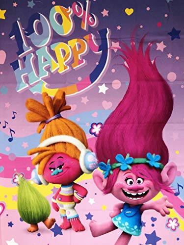 Trolls 100 Percent Happy Cotton Fabric Panel - Poppy DJ & Fuzzbert (Great for Quilting, Sewing, Craft Projects, Wall Hangings, and More) 30" X 44" Tall