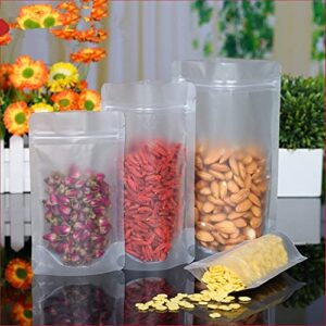 100 Pack 3.5x5.1 inch Resealable Stand Up Bags Matte Clear Zipper Lock Heat Seal Pouch with Tear Notch for Zip Food Storage Lock Packing