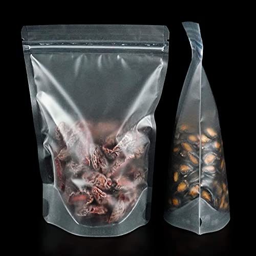 100 Pack 3.5x5.1 inch Resealable Stand Up Bags Matte Clear Zipper Lock Heat Seal Pouch with Tear Notch for Zip Food Storage Lock Packing