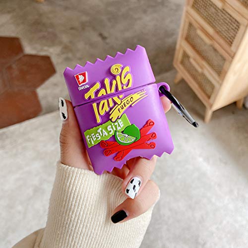 NQ Airpod Case, Cute 3D Funny Takis Potato Chips Cartoon Soft Silicone Cover, Kawaii Cool Keychain Design Skin, for Girls Children and Boys Airpod Case (KANSDF2 Takis Potato Chips)