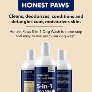 Honest Paws Dog Shampoo and Conditioner - 5-in-1 for Allergies and Dry, Itchy, Moisturizing for Sensitive Skin - Sulfate Free, Plant Based, All Natural, with Aloe and Oatmeal -16 Fl Oz