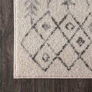 JONATHAN Y MOH210A-28 Ziri Moroccan Geometric Indoor Farmhouse Area-Rug Bohemian Minimalistic Easy-Cleaning Bedroom Kitchen Living Room Non Shedding, 2 X 8, Cream,Gray