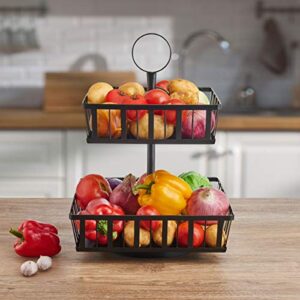 Gourmet Basics by Mikasa Rotating 2-Tier Stripe Basket, Black