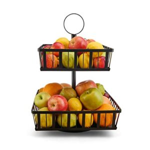 Gourmet Basics by Mikasa Rotating 2-Tier Stripe Basket, Black