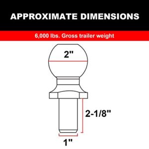 BIG RED ATRLY2002R Torin 2" Diameter Trailer Hitch Ball: 3 Ton (6,000 lb) Capacity