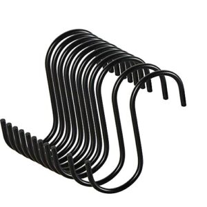 11 pack heavy duty s hooks black steel s shaped hooks for hanging pans pots plants bags towels kitchen hooks hanger, large 3.5 inch