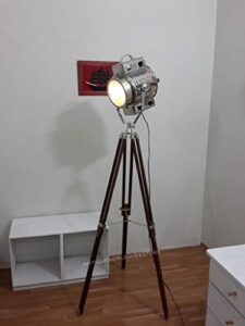 stage antique style tripod floor lamp spot search light home decor nautical