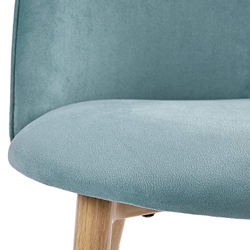 Yaheetech Dining Chairs Velvet Chairs Living Room Chairs Modern Style Upholstered Chairs with Backrest Wooden Style Metal Legs for Leisure, Restaurant, Cafe, Makeup, Set of 2, Aqua