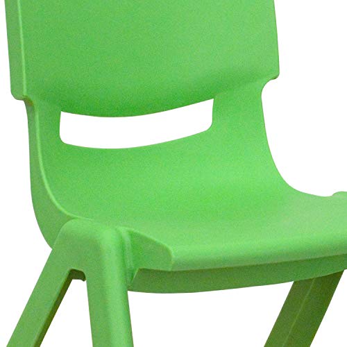 Flash Furniture Whitney 2 Pack Green Plastic Stackable School Chair with 10.5'' Seat Height