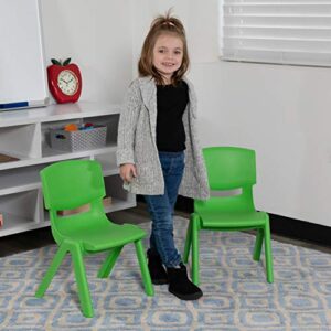 Flash Furniture Whitney 2 Pack Green Plastic Stackable School Chair with 10.5'' Seat Height