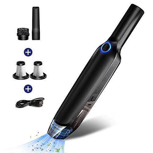 LAOPAO Portable Car Vacuum Cleaner High Power 9Kpa Hand Vacuum Cordless Rechargeable Handheld Vacuum 3x2000mAh Li-ion Battery Quick Charge Mini Vacuum for Home/Car/Pet Hair Cleaning Car Seat Cleaner