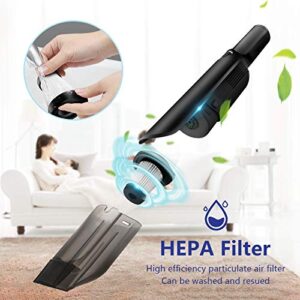 LAOPAO Portable Car Vacuum Cleaner High Power 9Kpa Hand Vacuum Cordless Rechargeable Handheld Vacuum 3x2000mAh Li-ion Battery Quick Charge Mini Vacuum for Home/Car/Pet Hair Cleaning Car Seat Cleaner