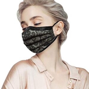 Disposable Face Mask, Adult Disposable Face Mask Fashion Lace Disposable Protection Three Layer Breathable (50 PCS)