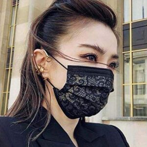 Disposable Face Mask, Adult Disposable Face Mask Fashion Lace Disposable Protection Three Layer Breathable (50 PCS)