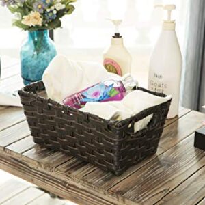 Black Plastic Wicker Shelf Basket Organizer, Set of 3