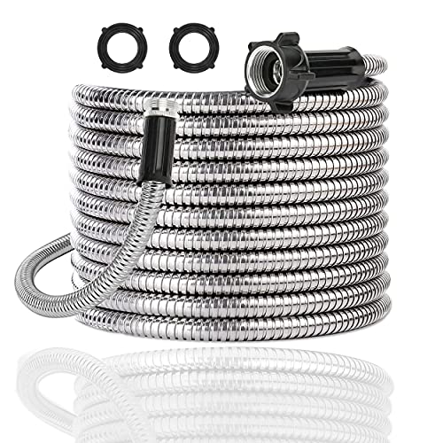 Yanwoo 304 Stainless Steel 20 Feet Garden Hose with Female to Male Connector, Lightweight, Kink-Free, Heavy Duty Outdoor Hose (20ft)