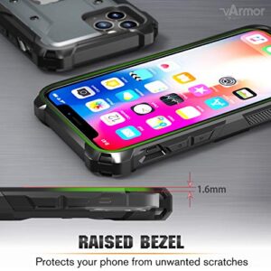 Vena vArmor Rugged Case Compatible with Apple iPhone 12 / iPhone 12 Pro (6.1"-inch), (Military Grade Drop Protection) Heavy Duty Holster Belt Clip Cover with Kickstand - Space Gray