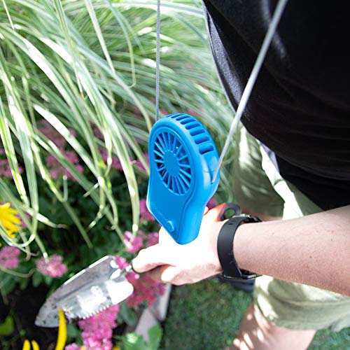 Simply Genius Personal Necklace Fan, Battery Operated, Portable Neck Fan for Cooling and Travel with Adjustable Lanyard, Blue