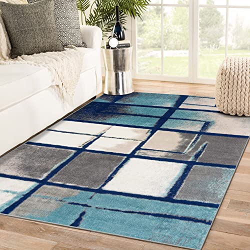 LUXE WEAVERS Lagos Collection 9218 Blue 6x9 Art Deco Geometric Area Rug