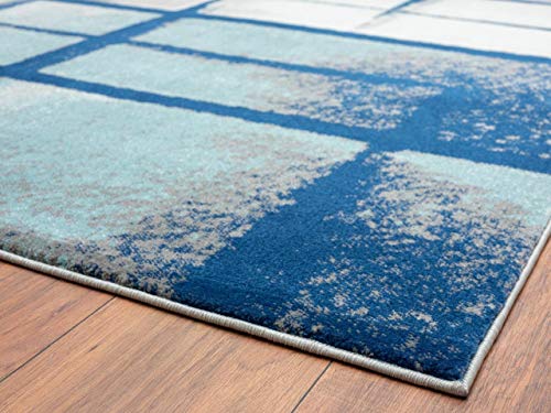 LUXE WEAVERS Lagos Collection 9218 Blue 6x9 Art Deco Geometric Area Rug