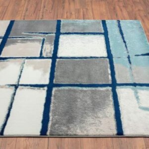 LUXE WEAVERS Lagos Collection 9218 Blue 6x9 Art Deco Geometric Area Rug