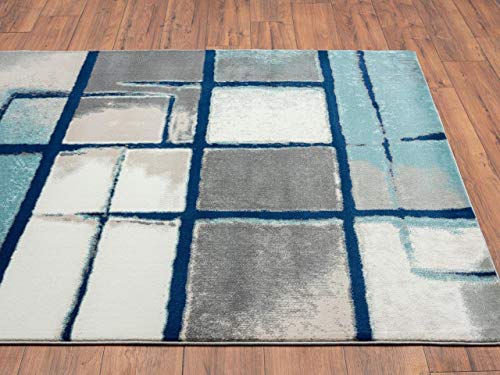 LUXE WEAVERS Lagos Collection 9218 Blue 6x9 Art Deco Geometric Area Rug