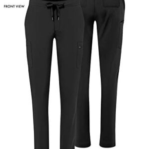 Adar Addition Scrubs for Women - Skinny Leg Cargo Drawstring Scrub Pants - A6104 - Black - L