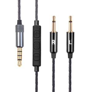 saipomor hd202 cord replacement audio cable with in-line microphone and control compatible with sennheiser hd202 hd497 hd437 hd447 hd212 pro headphones(black)