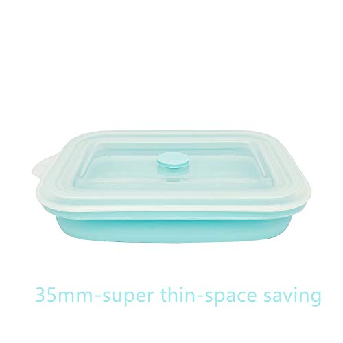 CARTINTS Microwave and Oven Safe 100% Silicone Food Storage Containers Collapsible Bowls with lids, For Travel, Camping or Baking, (800ml, Blue, 1 Pack)