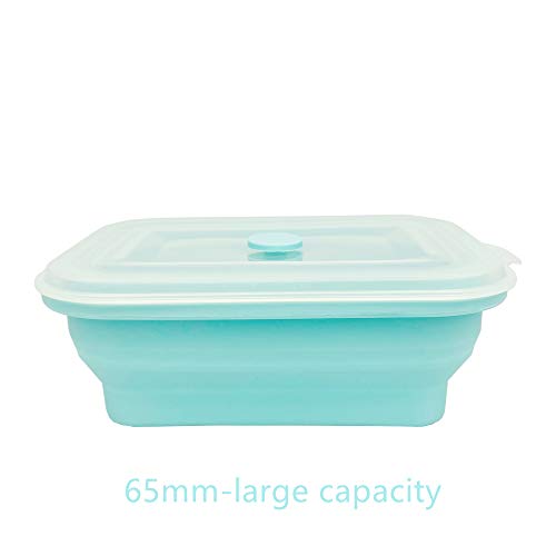 CARTINTS Microwave and Oven Safe 100% Silicone Food Storage Containers Collapsible Bowls with lids, For Travel, Camping or Baking, (800ml, Blue, 1 Pack)