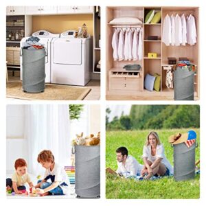 Laundry Hamper with Wheels, Collapsible 77L Large Laundry Baskets with Handle, Fabric Foldable Tall Dirty Clothes Bag Storage Organizer Washing Bin for Laundry, Bedroom, Bathroom, College Dorm Hamper