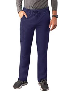 adar addition scrubs for men - slim leg cargo drawstring scrub pants - a6106 - navy - m