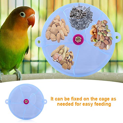 Bird Creative Foraging Toy, Parrot Bird Feeders Seed Food Ball Rotate Wheel for Small Medium Parrot Parakeet Canary Cage Feeder(Blue)