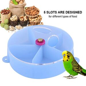 Bird Creative Foraging Toy, Parrot Bird Feeders Seed Food Ball Rotate Wheel for Small Medium Parrot Parakeet Canary Cage Feeder(Blue)