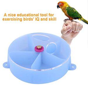 Bird Creative Foraging Toy, Parrot Bird Feeders Seed Food Ball Rotate Wheel for Small Medium Parrot Parakeet Canary Cage Feeder(Blue)