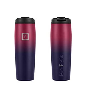 IRON °FLASK Nomad Tumbler - 24 Oz, 2 Lids (Straw/Flip), Vacuum Insulated Stainless Steel Bottle, Double Walled, Thermo Coffee Travel Mug, Water Metal Canteen (Dark Rainbow)