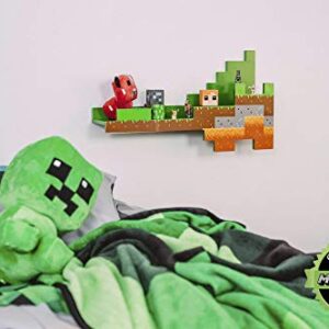 Minecraft Overworld Wall Shelf, Wall Decor | 2 Feet Long | Holds 15 Pounds