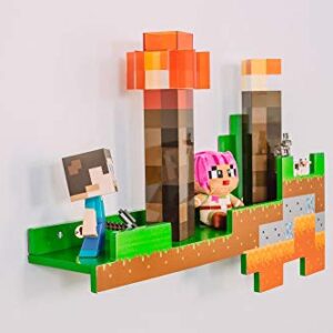 Minecraft Overworld Wall Shelf, Wall Decor | 2 Feet Long | Holds 15 Pounds