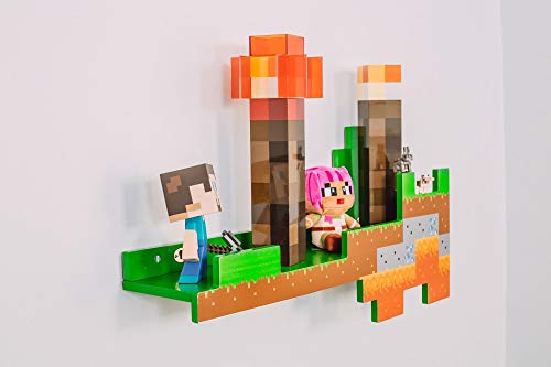 Minecraft Overworld Wall Shelf, Wall Decor | 2 Feet Long | Holds 15 Pounds